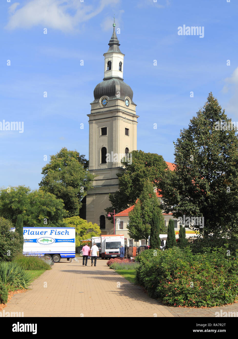 The market square and Trinity church in Genthin, Germany Stock Photo ...