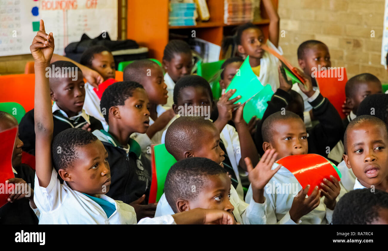 Soweto, South Africa - October 26 2011: African Children in Primary ...