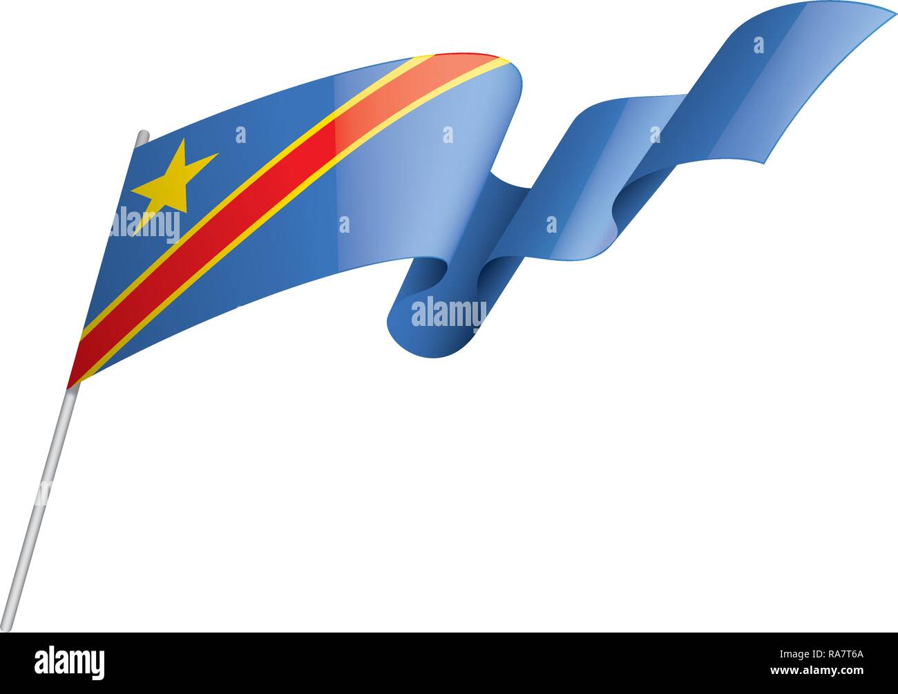 Democratic Republic of the Congo flag, vector illustration on a white ...