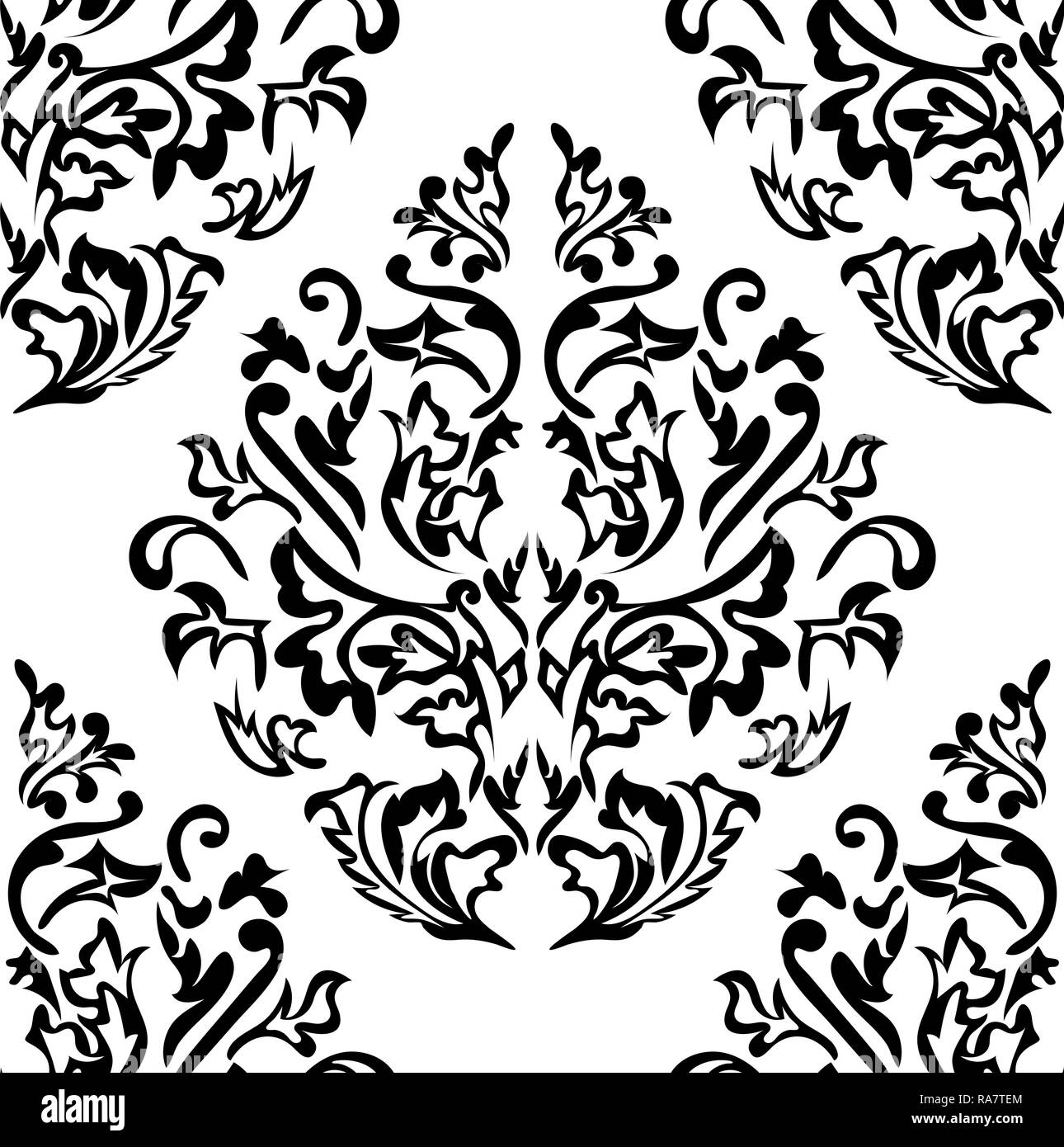 Seamless background of beige and blue color in the style of Damascus ...