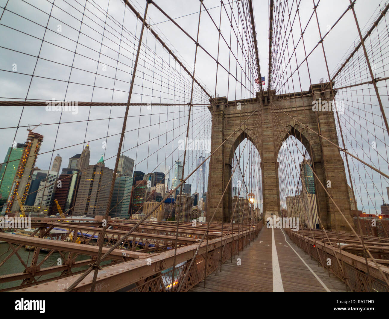 Brooklyn bridge at day time, Manhattan view Stock Photo - Alamy