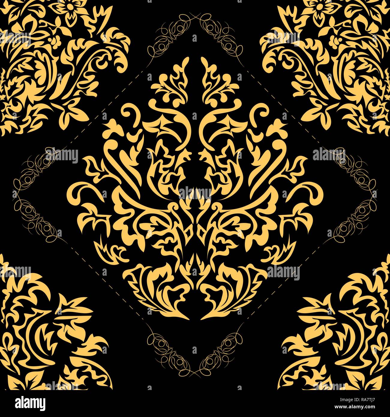 Seamless floral Damascus wallpaper pattern. Vector illustration Stock ...