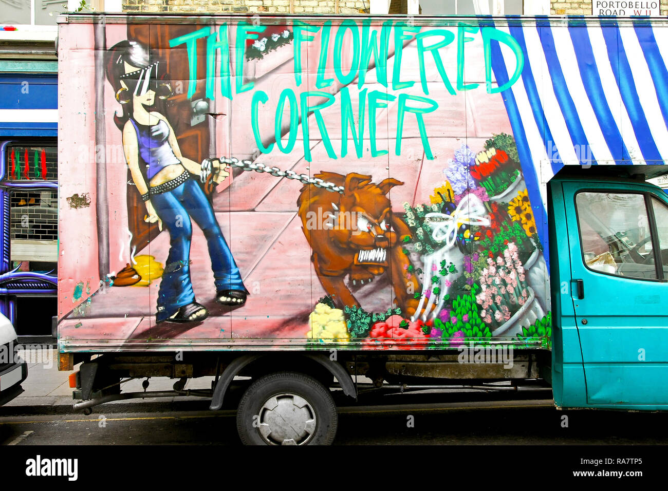 Editorial photo of graffiti van at Portobello road London Stock Photo ...