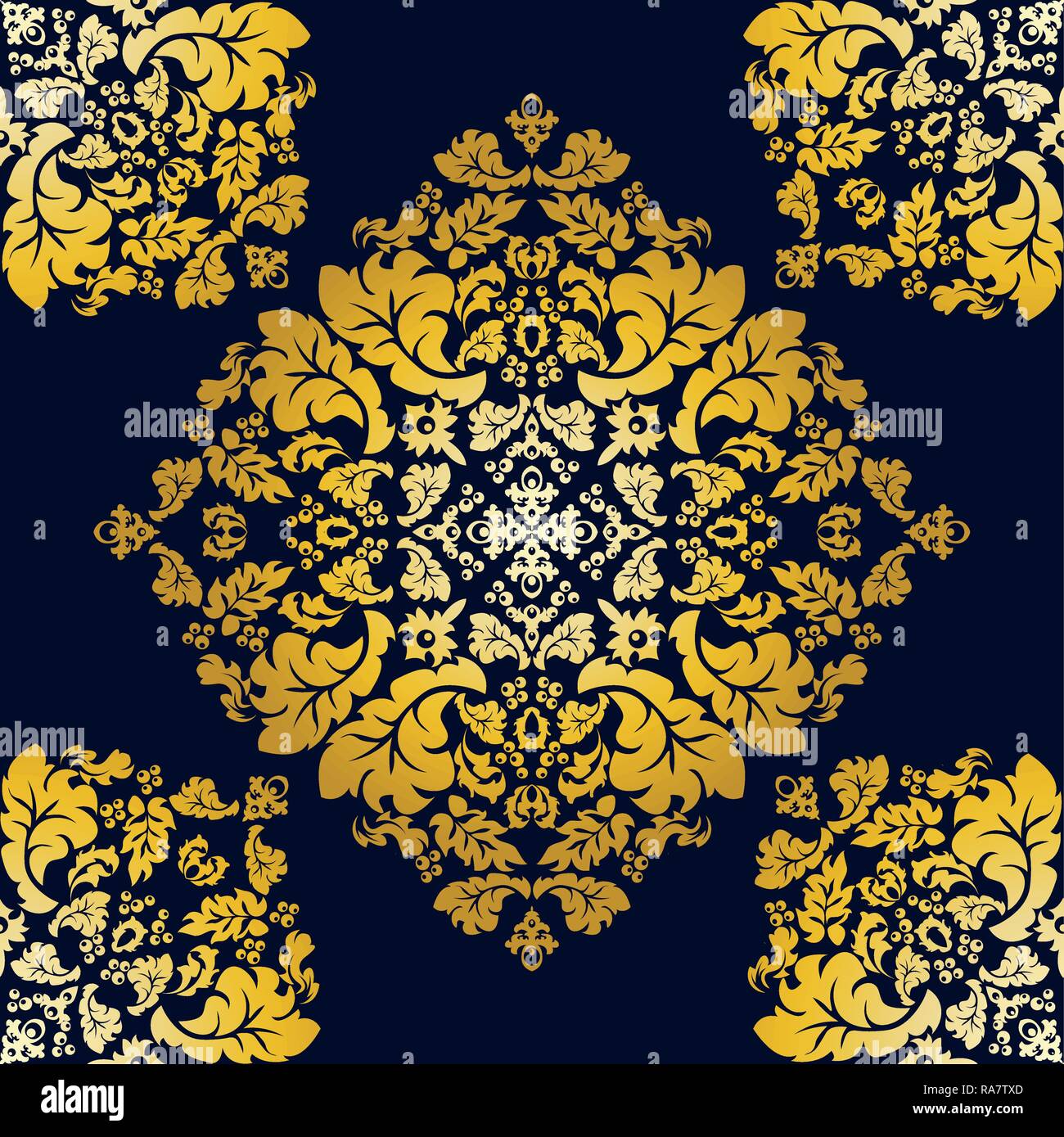 Seamless floral Damascus wallpaper pattern. Vector illustration Stock ...