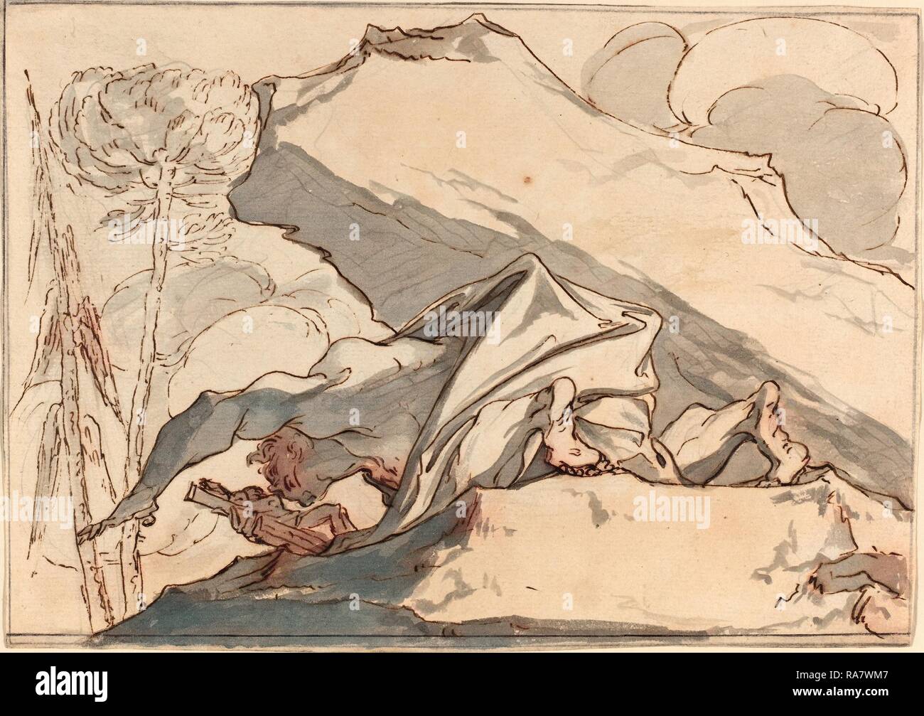 Paul Troger (Austrian, 1698 - 1762), A Desert Hermit Adoring the ...