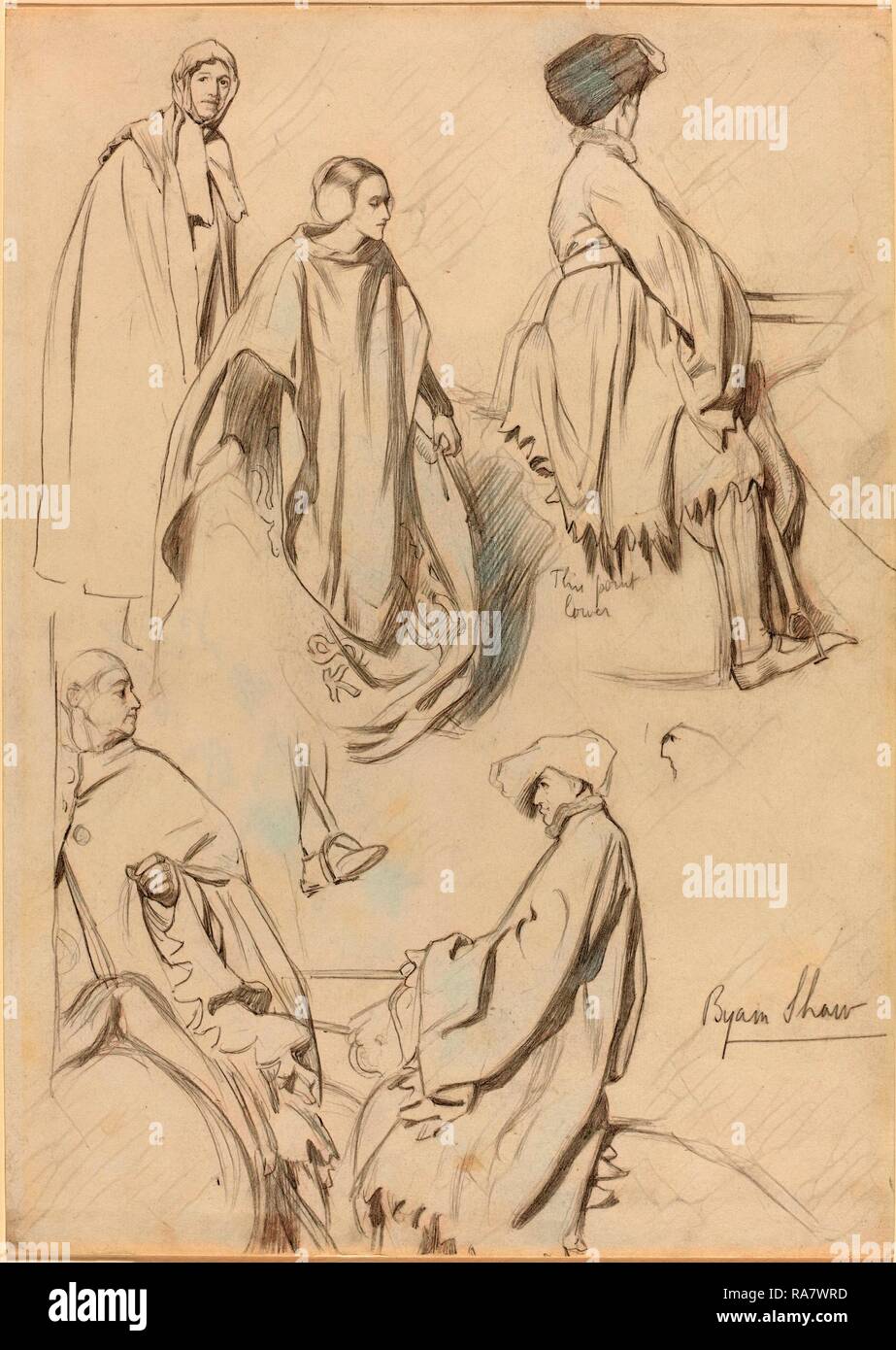 Byam Shaw, Studies of Men and Women in Medieval Dress, British, 1872 ...