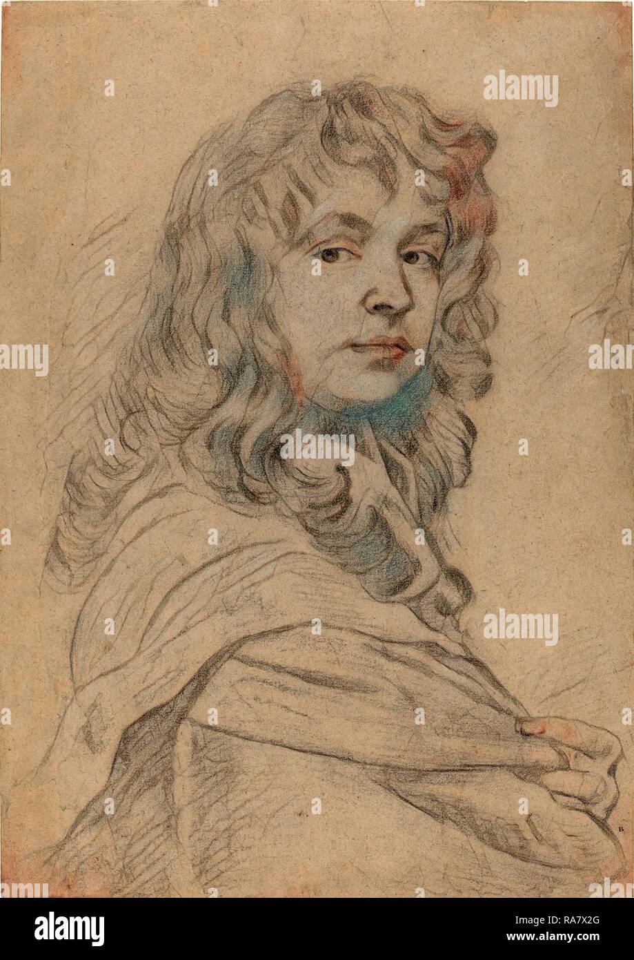 Sir Peter Lely (British, 1618 - 1680), Self-Portrait, c. 1641, black ...