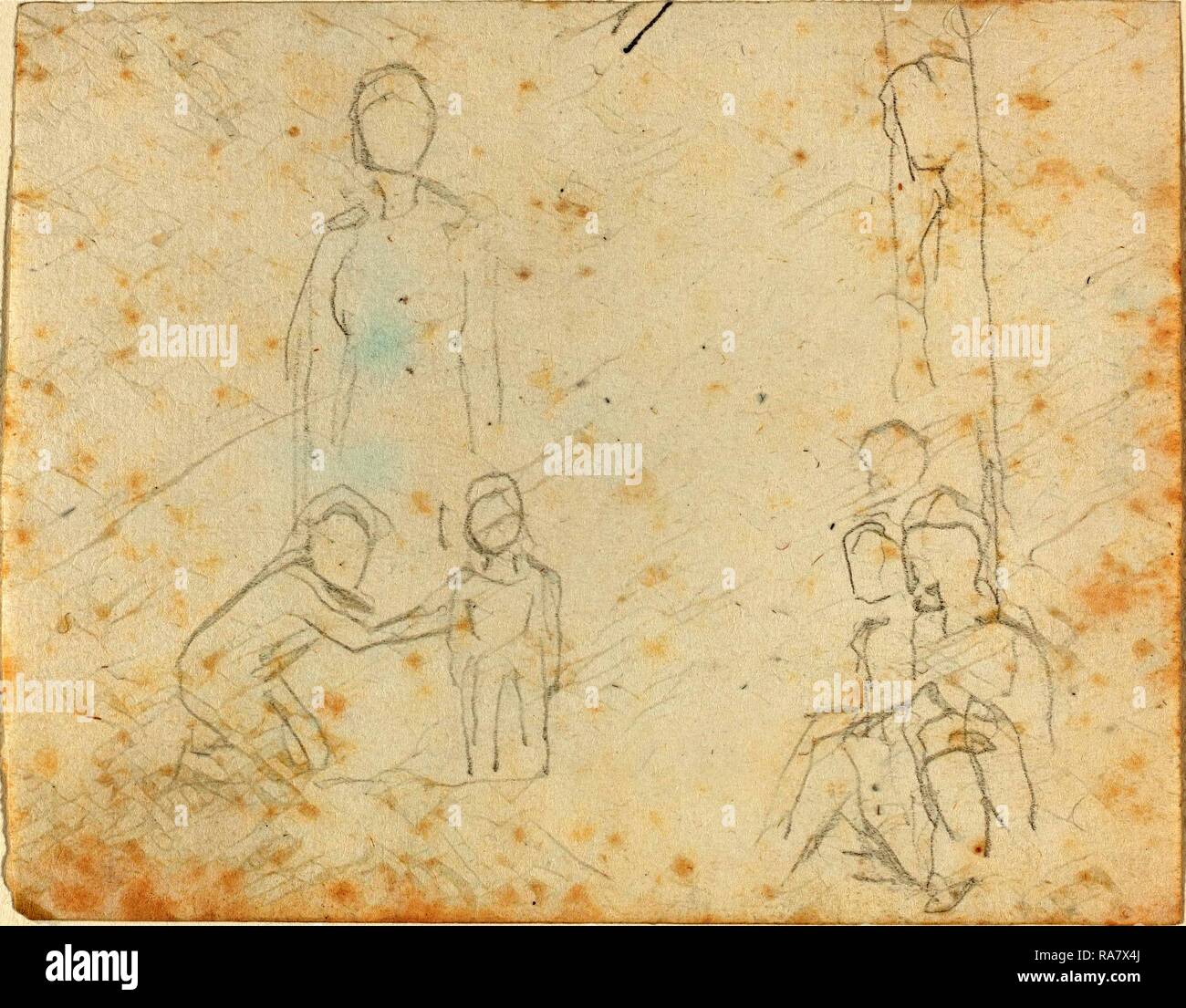John Flaxman (British, 1755 - 1826), Two Groups of Figures, graphite ...
