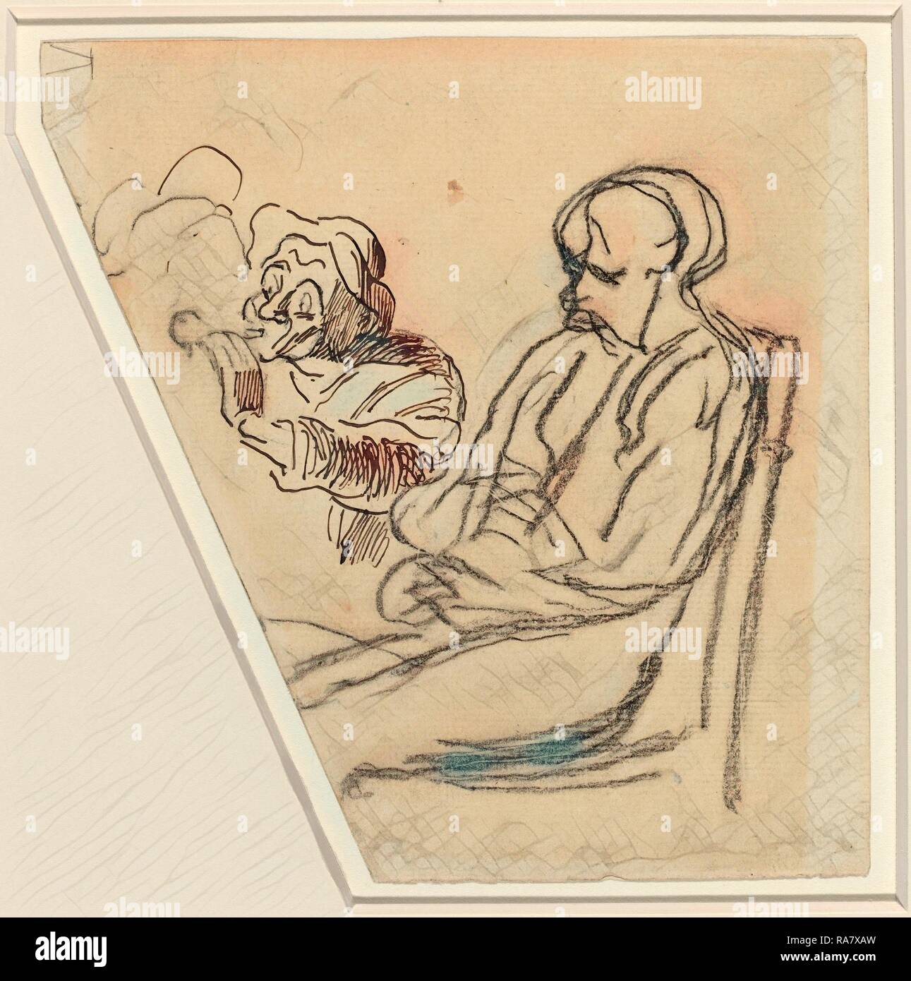 Honoré Daumier (French, 1808 - 1879), The Smoker, pen and black ink and ...