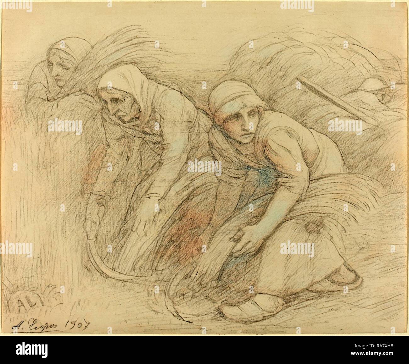 Alphonse Legros, The Reapers, French, 1837 - 1911, 1907, metalpoint on ...