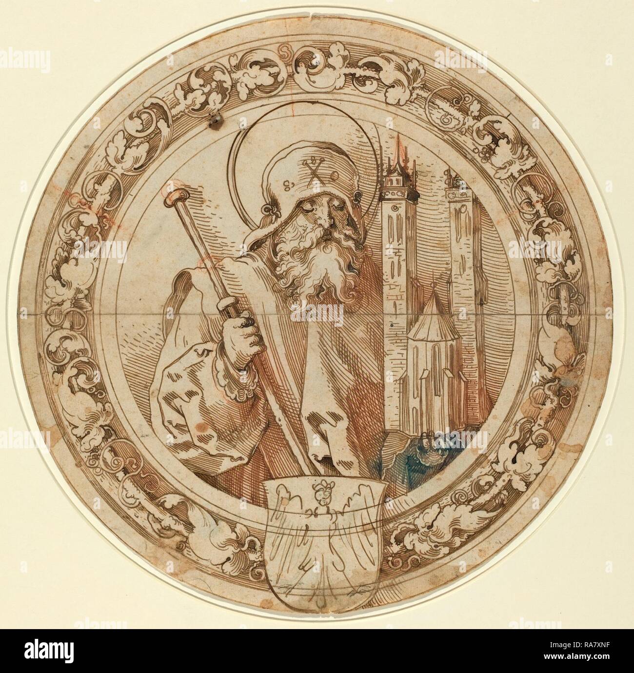 Sebald Beham (German, 1500 - 1550), Saint Sebald Carrying the Model of ...