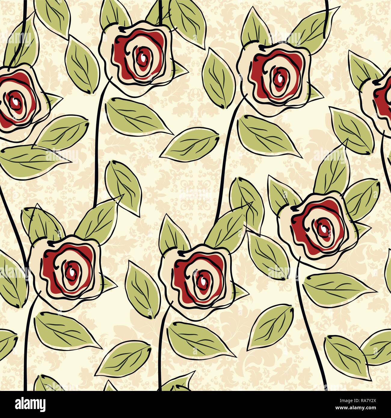 Seamless roses pattern Easily editable vector image Stock Vector Image ...