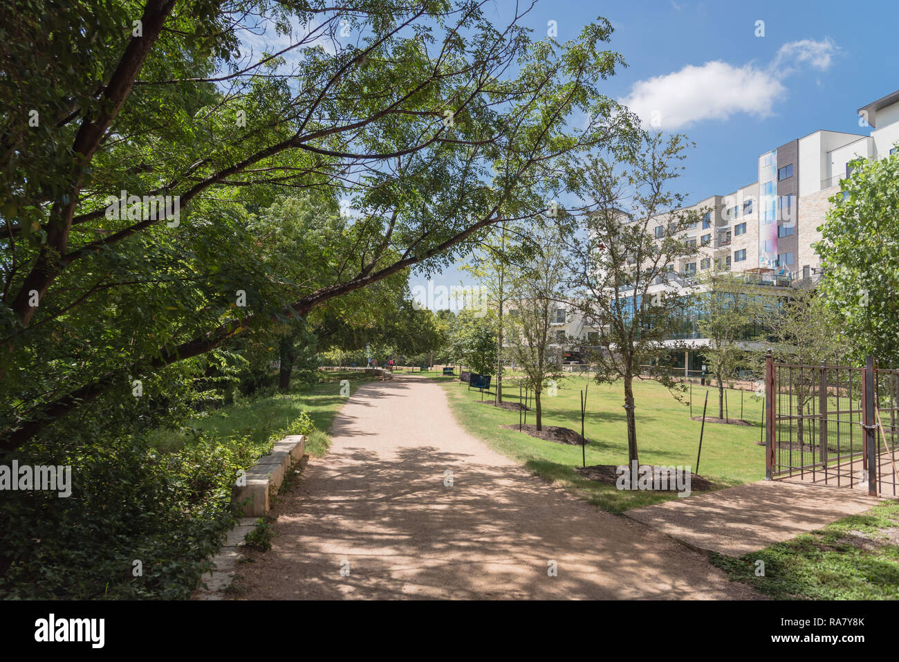 New apartment building near nature trail in downtown Austin, Tex Stock ...