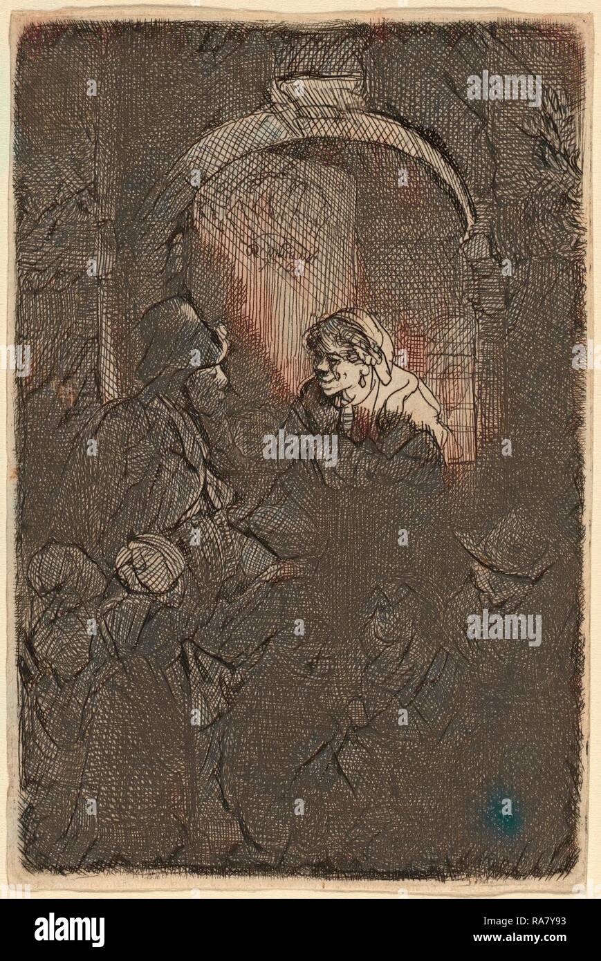 Rembrandt van Rijn (Dutch, 1606 - 1669), Woman at a Door Hatch Talking ...