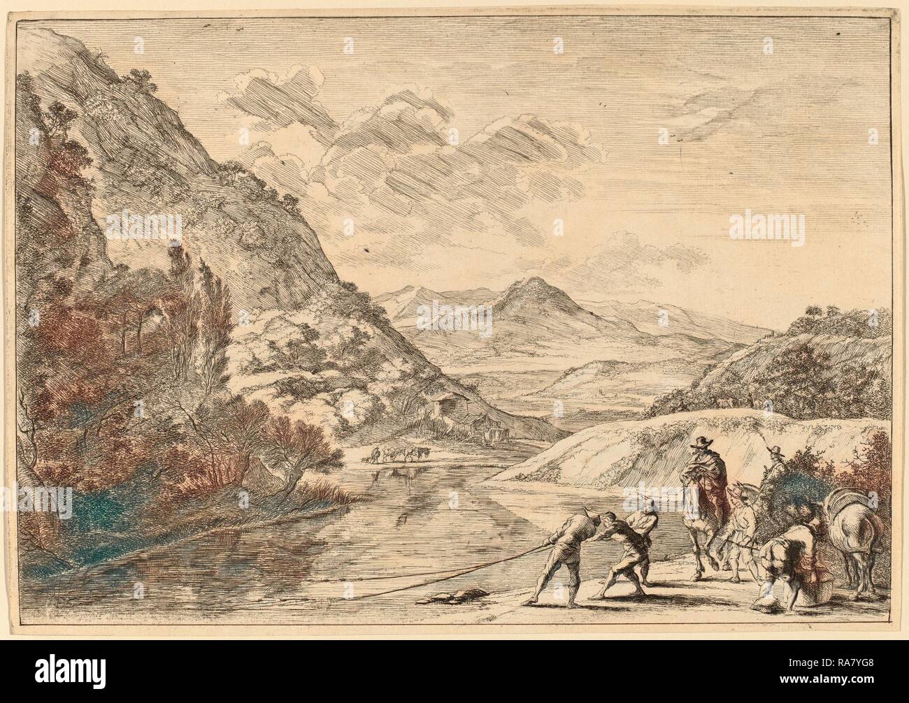 Jan Both (Dutch, 1615-1618 - 1652), Fishermen at the Tiber, near the ...