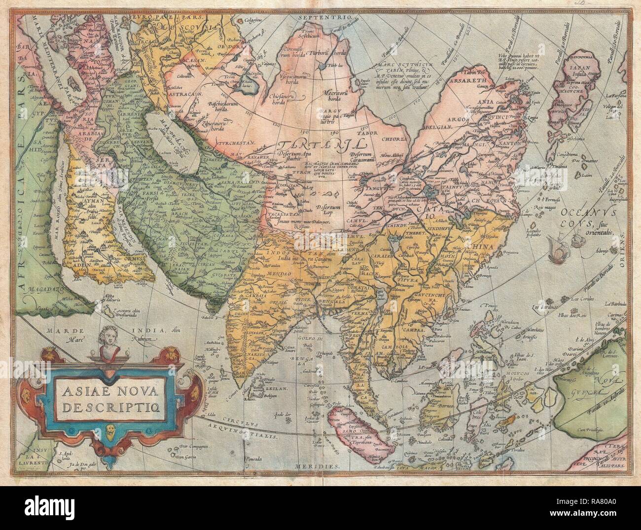 1570, Ortelius Map of Asia, first edition, Abraham Ortelius, also ...