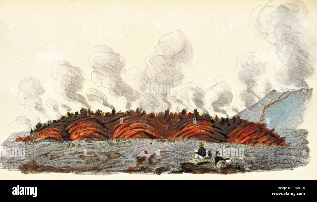Sketches of Vesuvius, Italy, 19th century engraving. Reimagined by ...