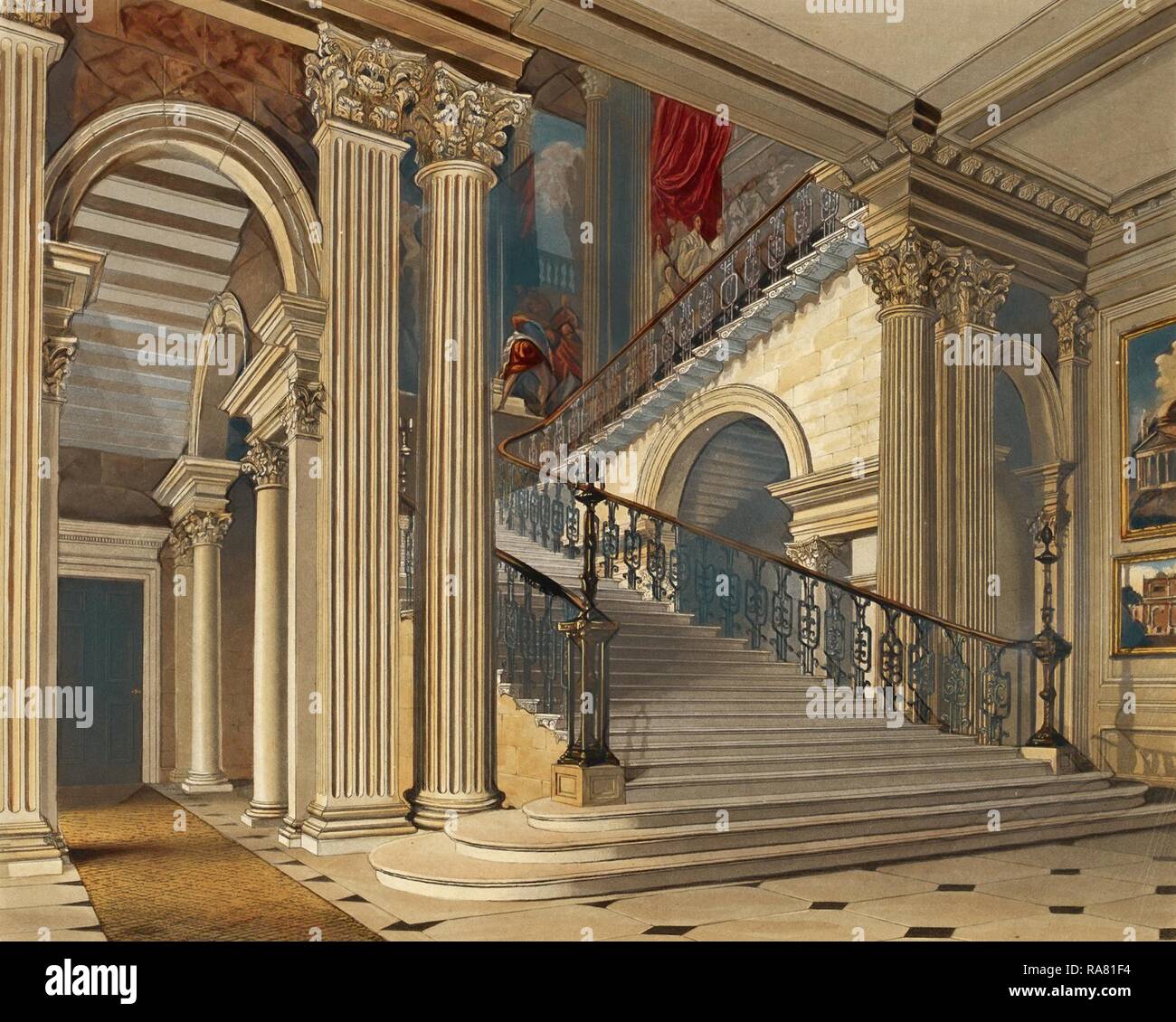 Stair Case, Buckingham House, the Royal Residence, UK. Reimagined by ...