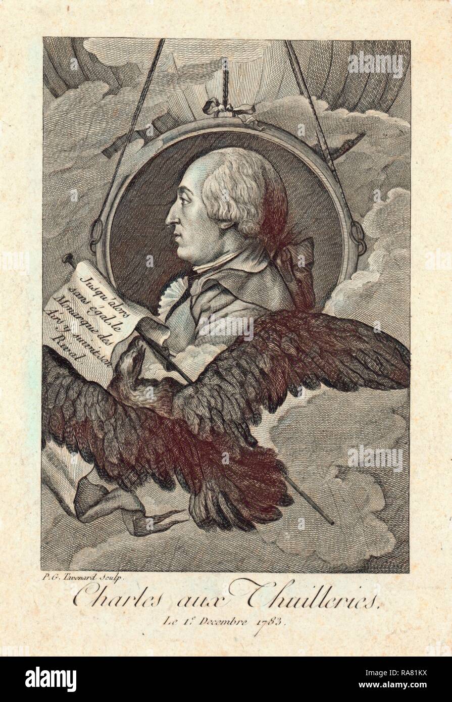 Head-and-shoulders profile portrait of French balloonist J.A.C. Charles ...