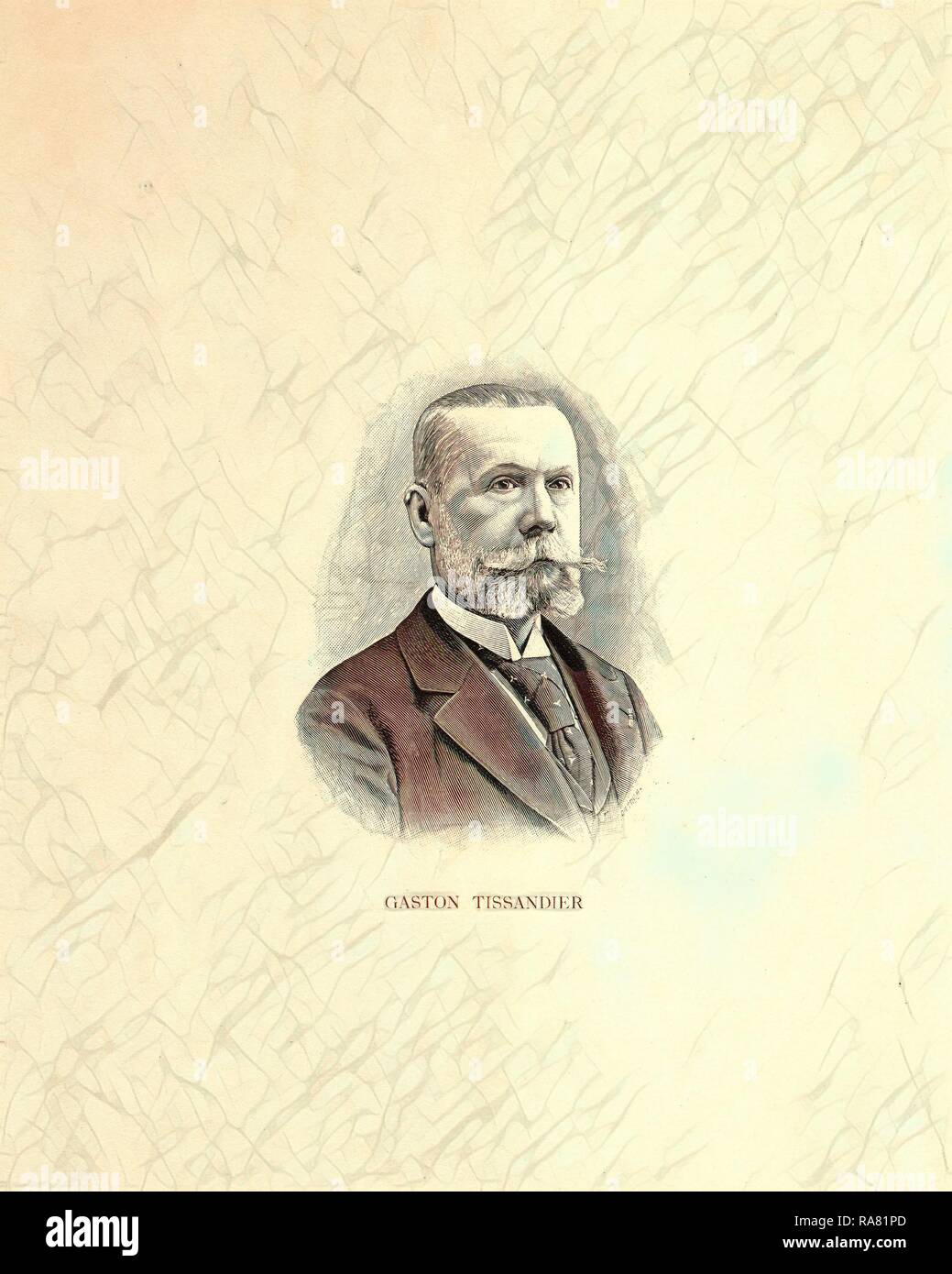 Gaston Tissandier by Ch. Dietrich, sculps., Paris between 1880 and 1900. Reimagined by Gibon ...