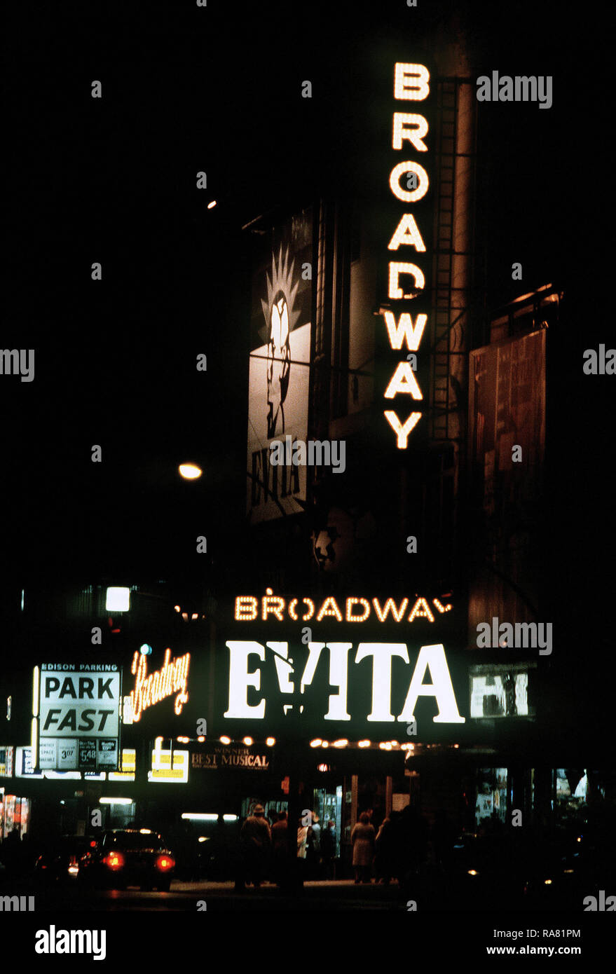 1983 - A view of the neon lights of Broadway Stock Photo - Alamy
