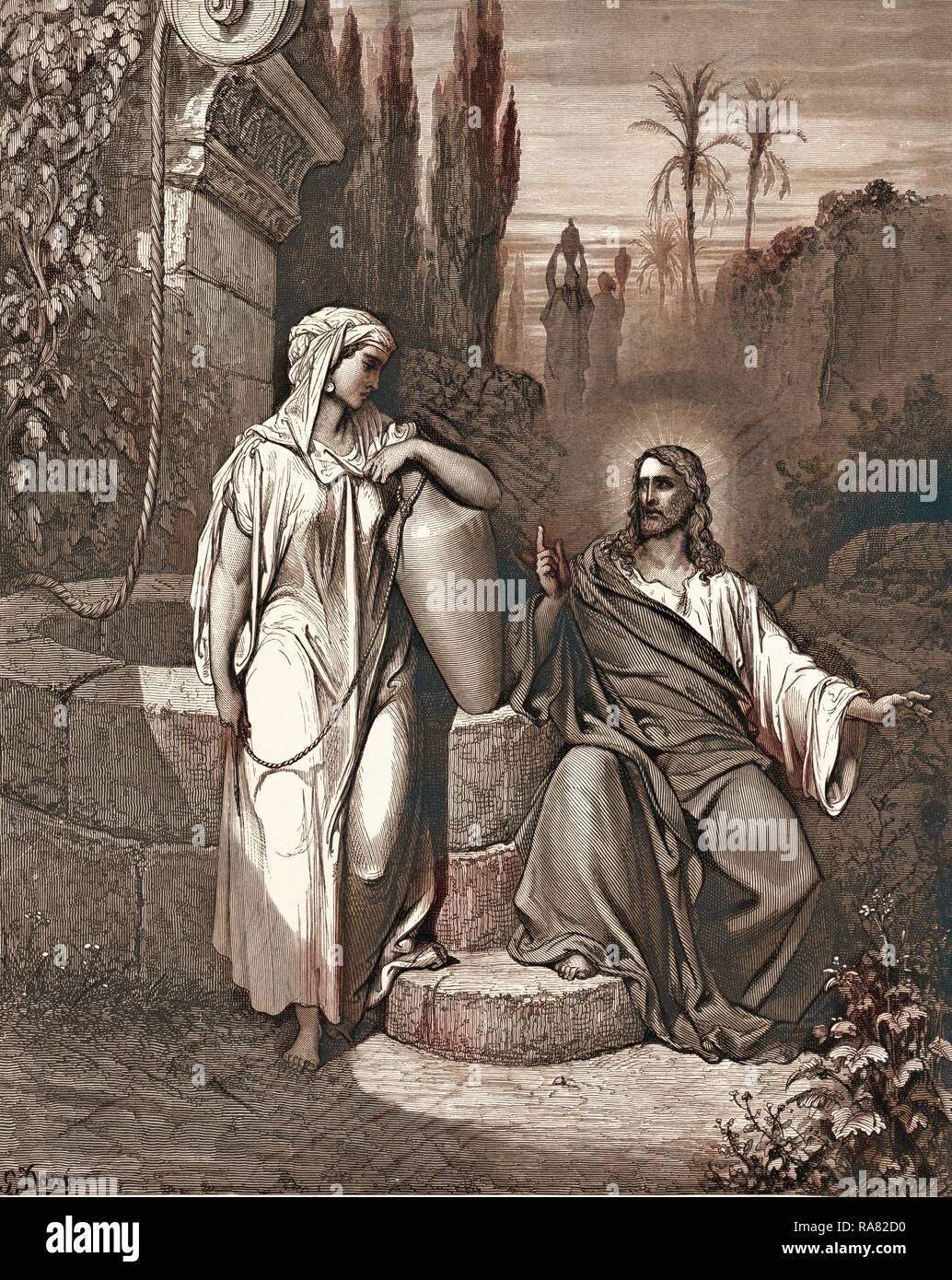 Jesus and the Woman of Samaria. Reimagined by Gibon. Classic art with a ...