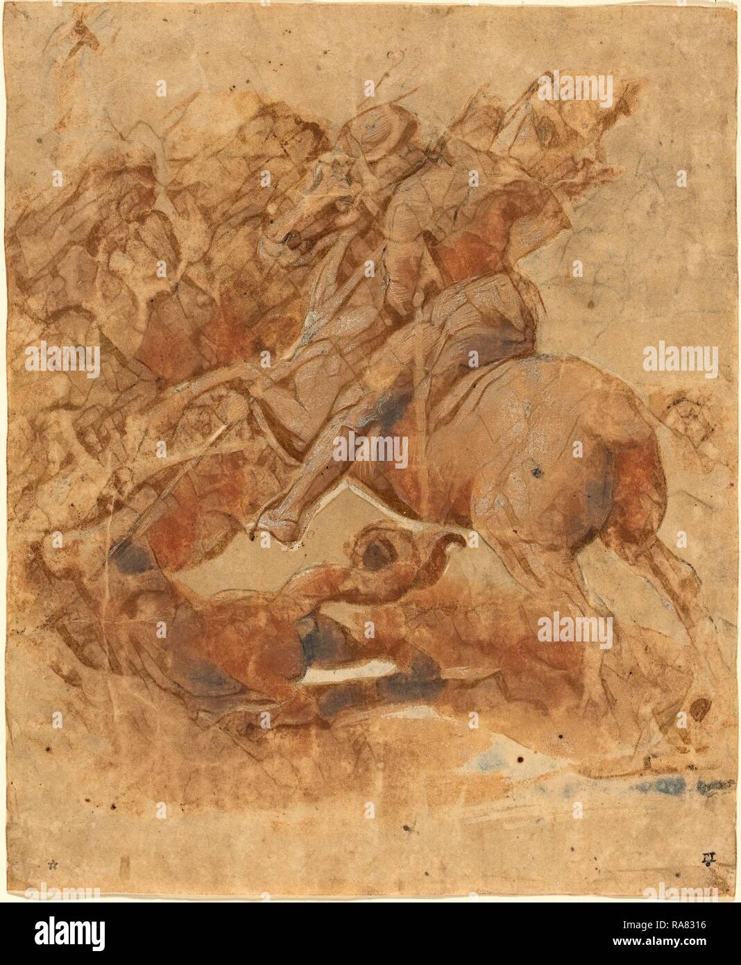 Raphael (Italian, 1483 - 1520), Saint George and the Dragon, brush and ...