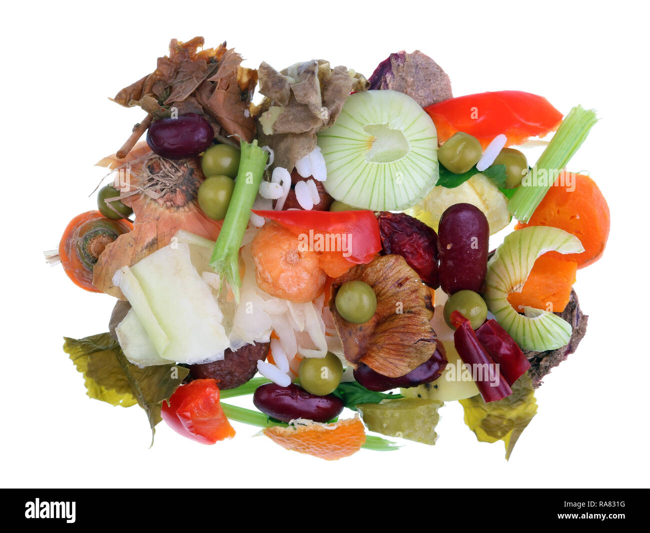 Food vegetables waste which remain after cooking. Isolated macro studio ...