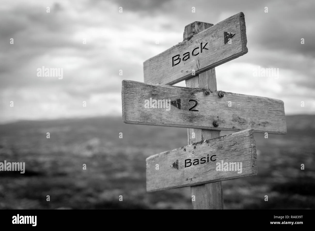 Back to basic signpost outdoors in the norwegian landscape Stock Photo ...