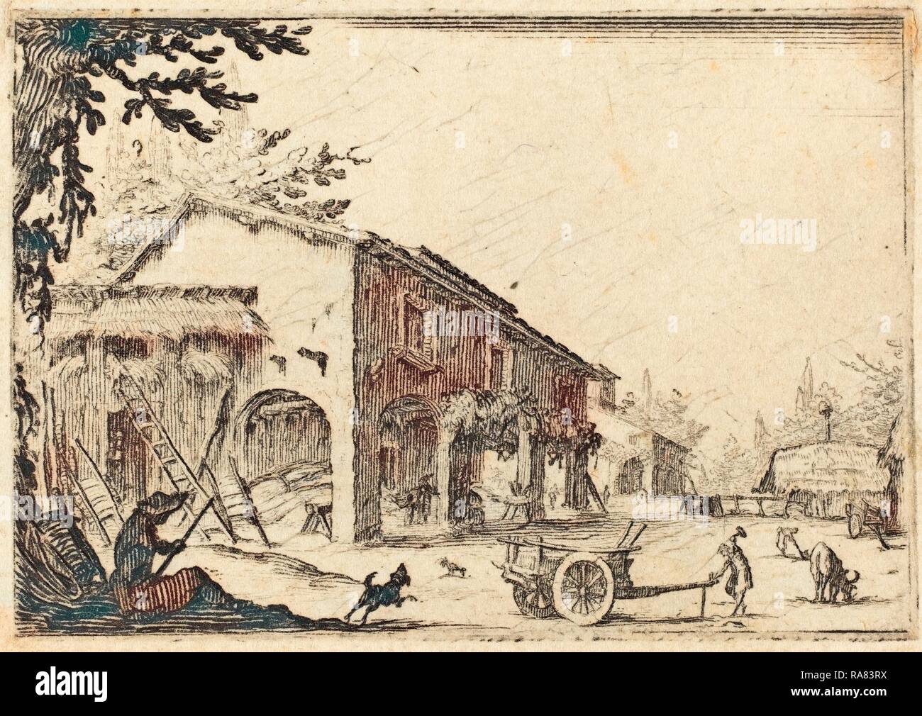 Jacques Callot (French, 1592 - 1635), Courtyard of a Farm, c. 1617 ...