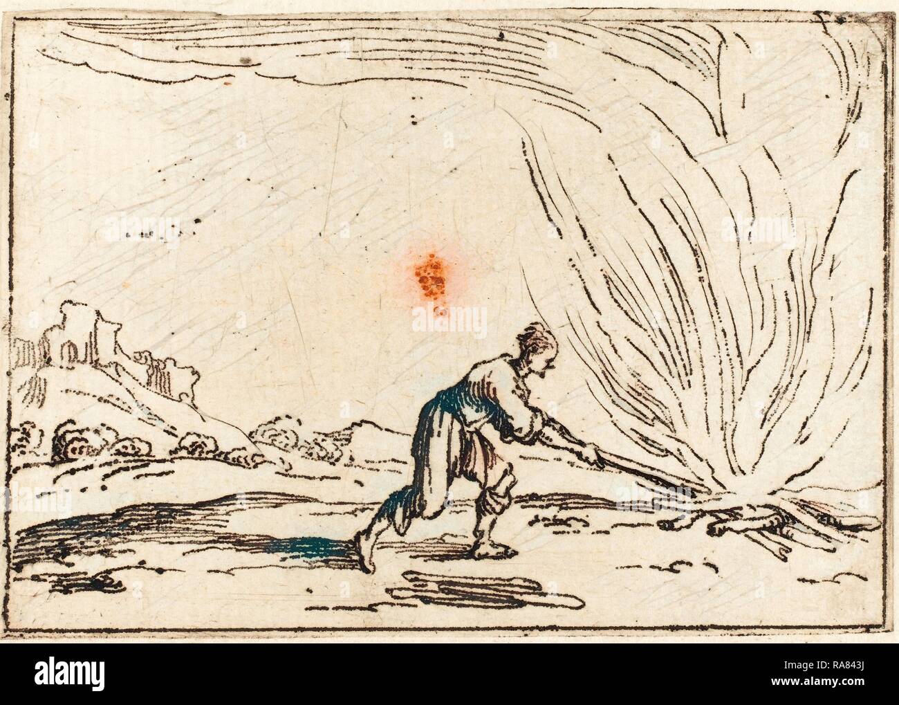 Jacques Callot (French, 1592 - 1635), Man Attending a Fire, etching ...