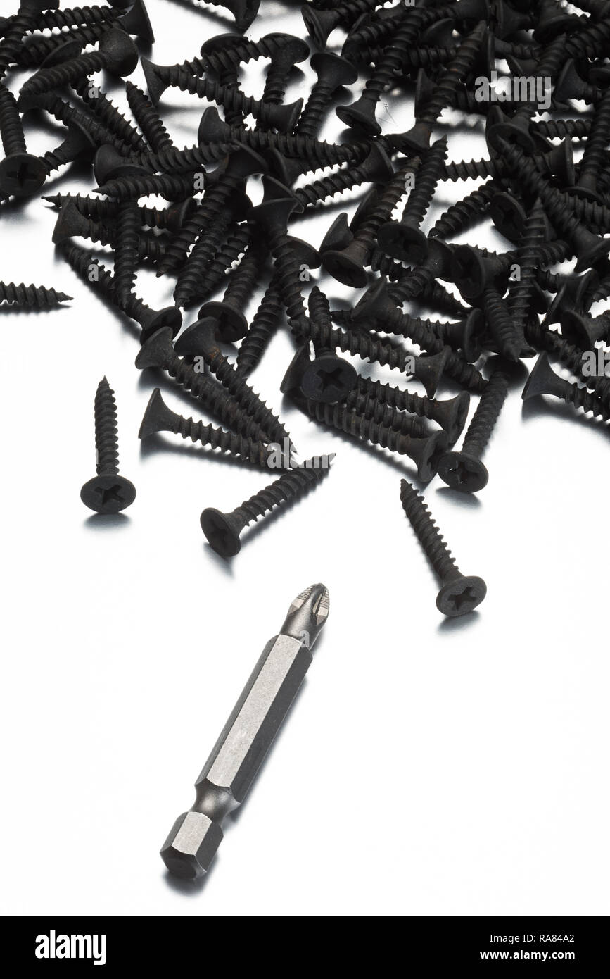 black screw on white background Stock Photo - Alamy