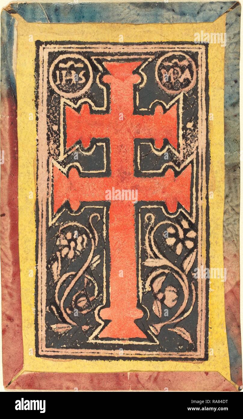 German 15th Century, The Cross, c. 1500, woodcut, hand-colored in red ...