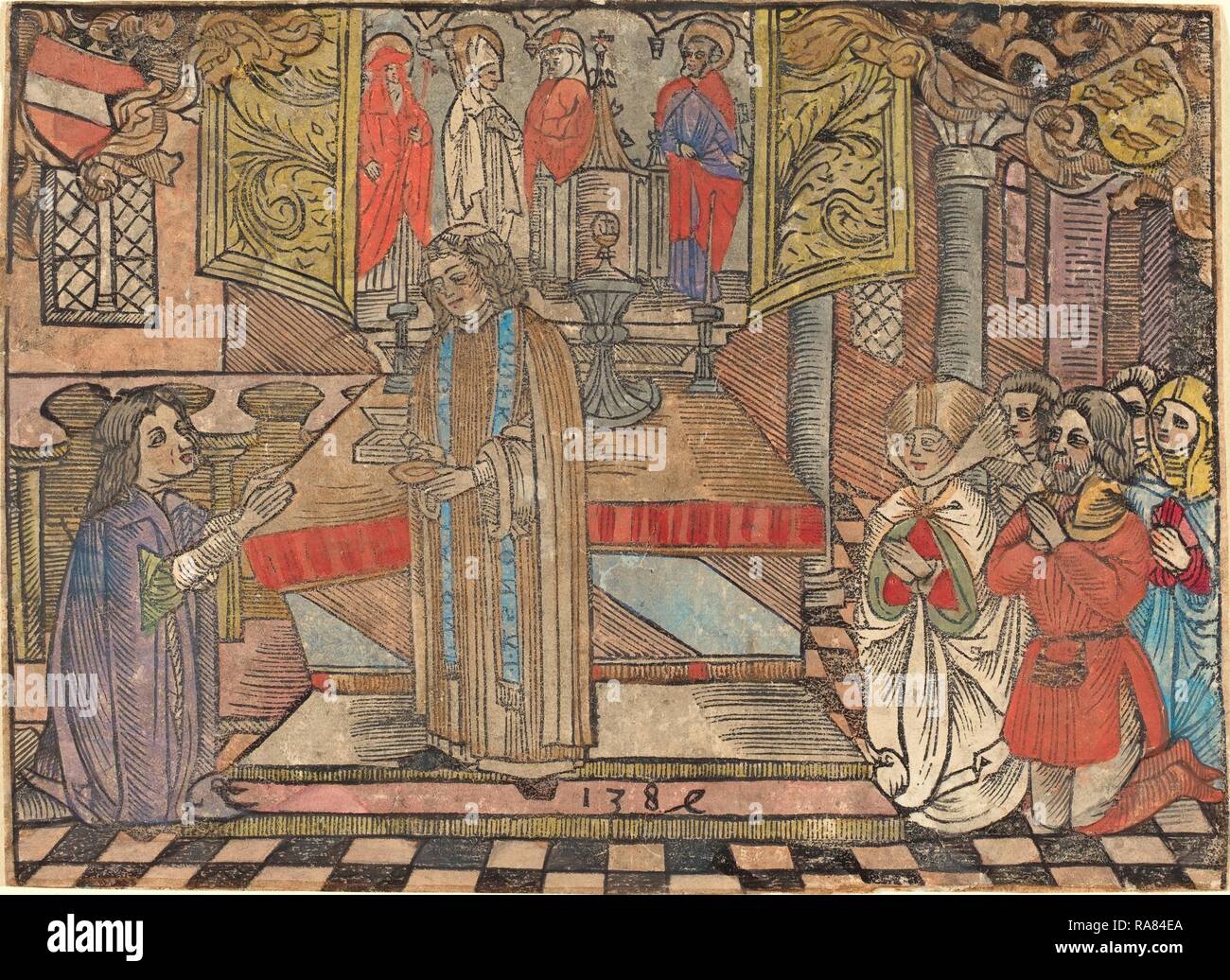 German 15th Century, Miracle at Seefeld, 1484, woodcut, hand-colored in ...