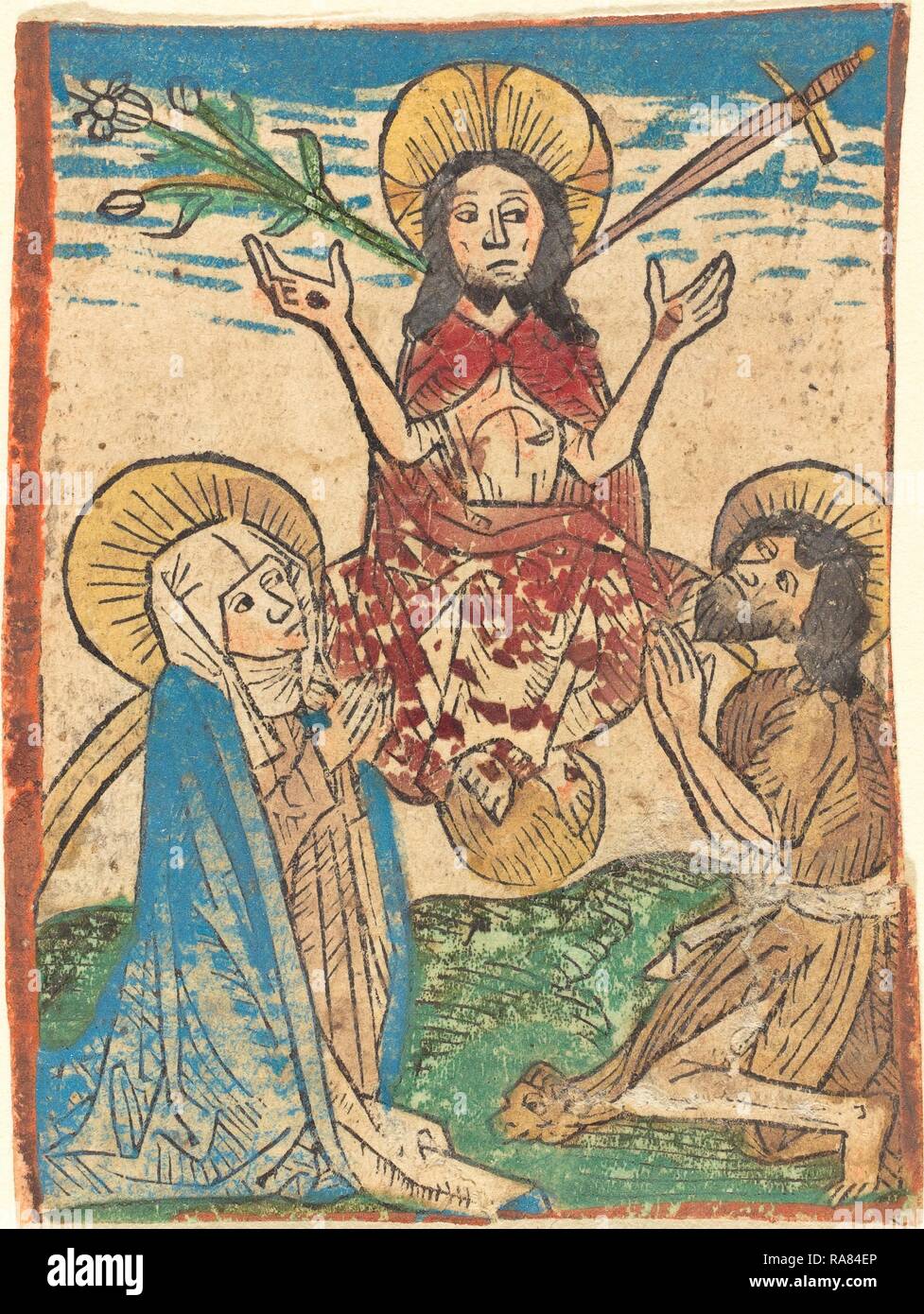 German 15th Century, Last Judgment, c. 1490, hand-colored woodcut ...