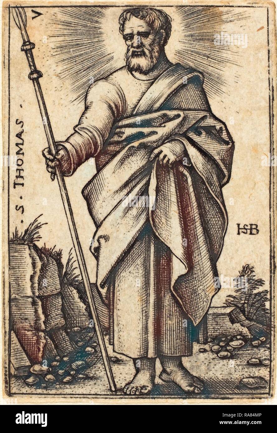Sebald Beham (German, 1500 - 1550), Thomas, engraving. Reimagined by ...
