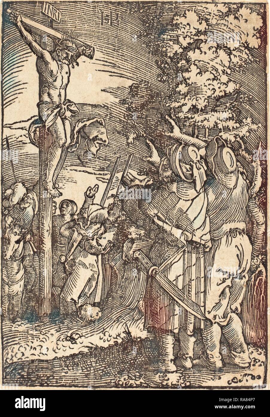 Sebald Beham (German, 1500 - 1550), Christ on the Cross, 1521, woodcut on laid paper. Reimagined ...