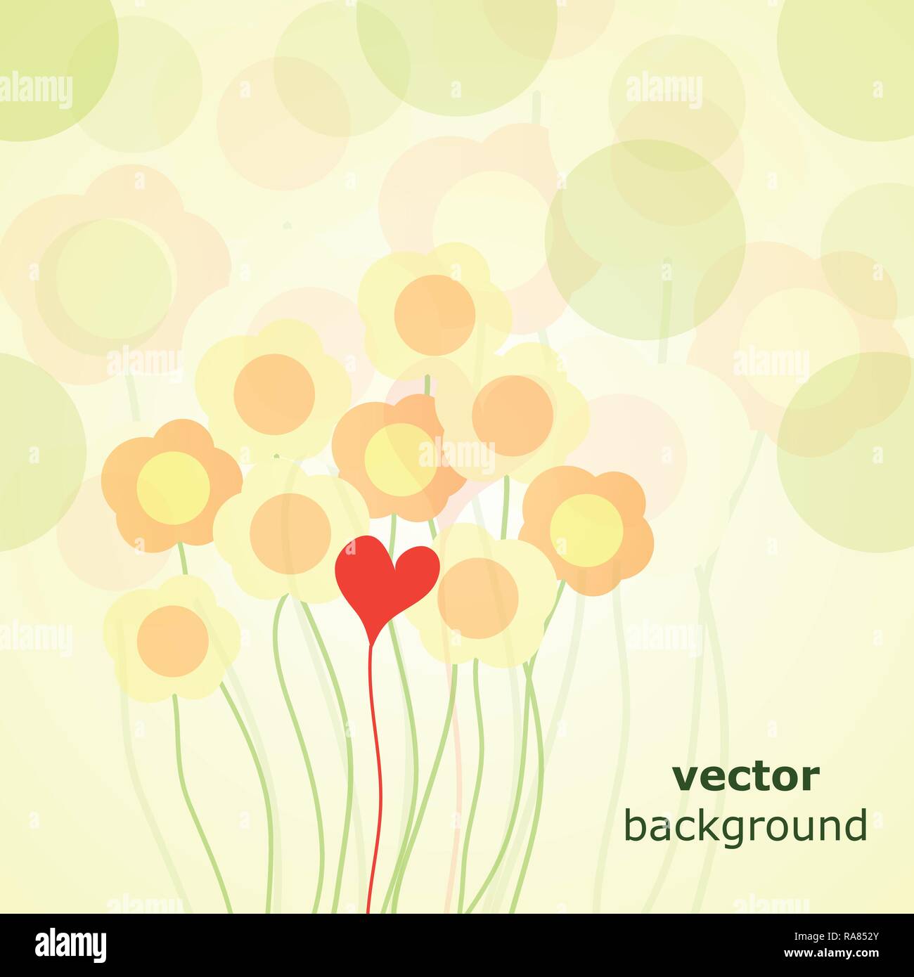 Colorful Abstract Floral Background Design with Red Heart in Editable ...