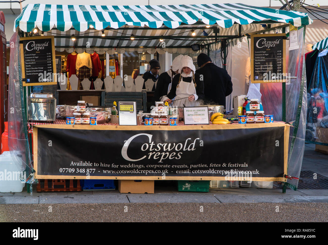 Crepe vendor in Victorian dress at the Victorian Christmas market ...