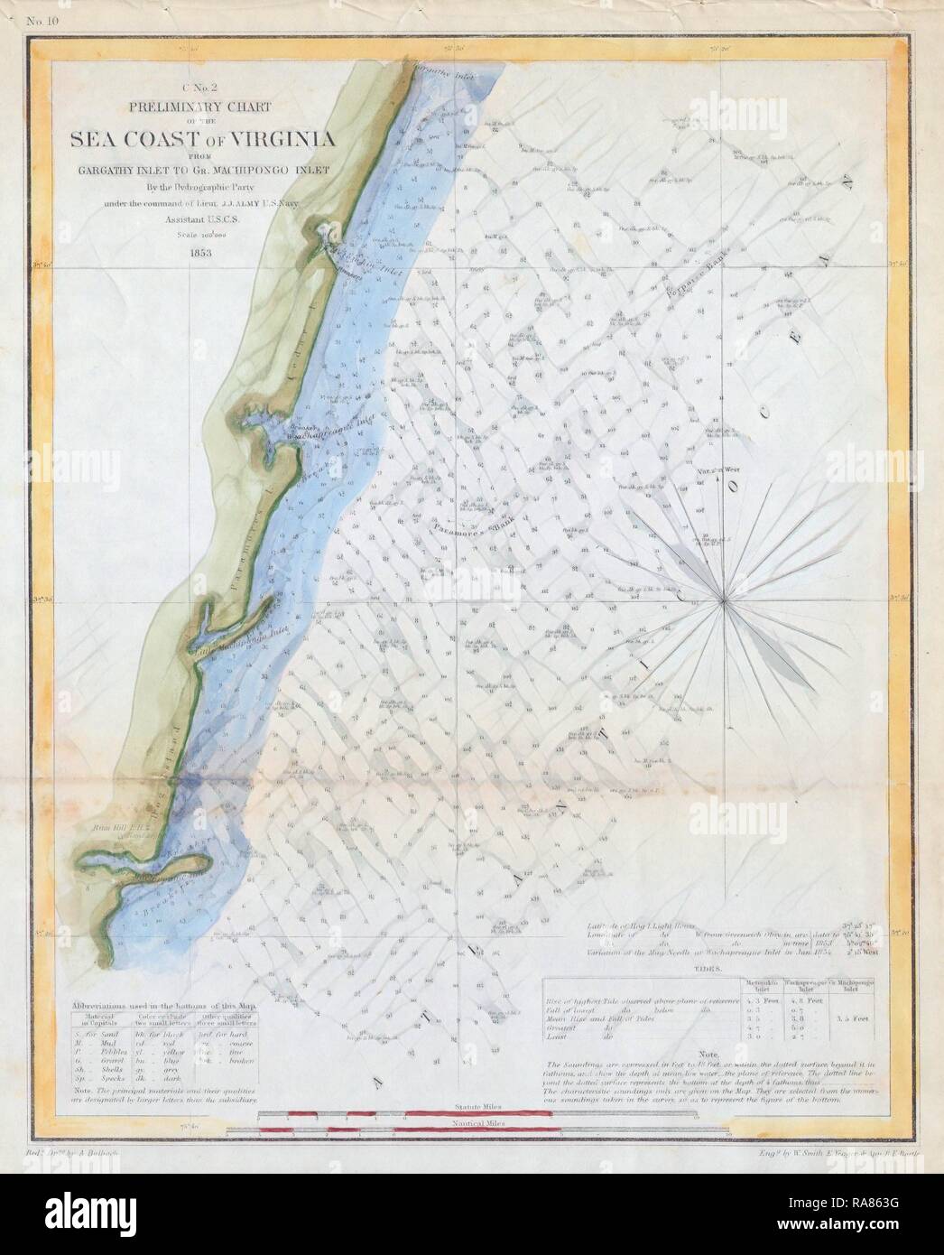 1853, U.S.C.S. Map of the Virginia Coast, Gargathy to Machipongo ...