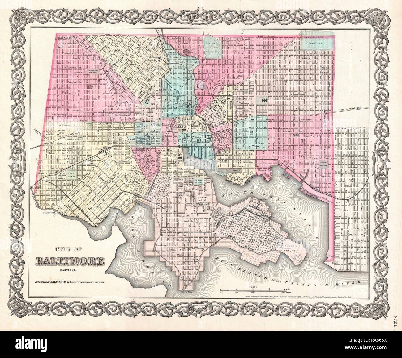 San Antonio Mall Vintage 1900 BALTIMORE MARYLAND Map 14"x11" ~ Old ...