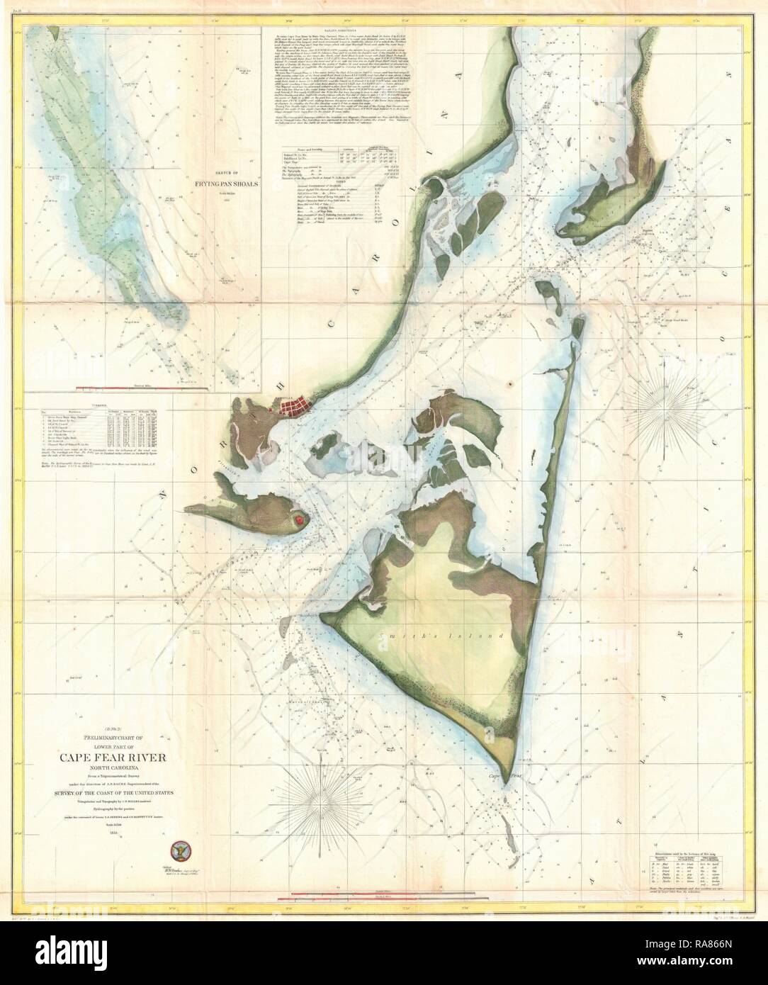 1855, U.S.C.S. Map of Cape Fear and Vicinity, North Carolina ...