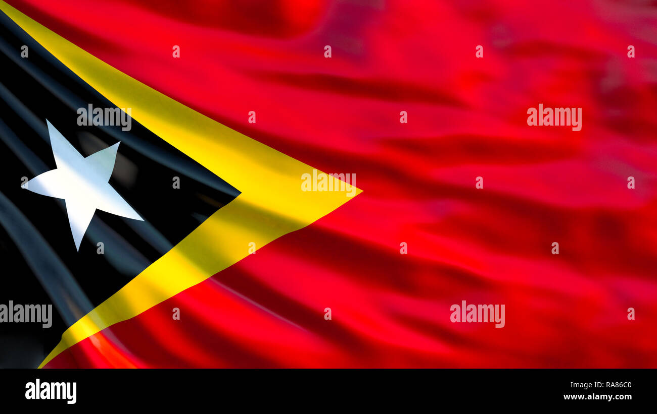 East Timor flag. Waving flag of East Timor 3d illustration. Dili Stock ...