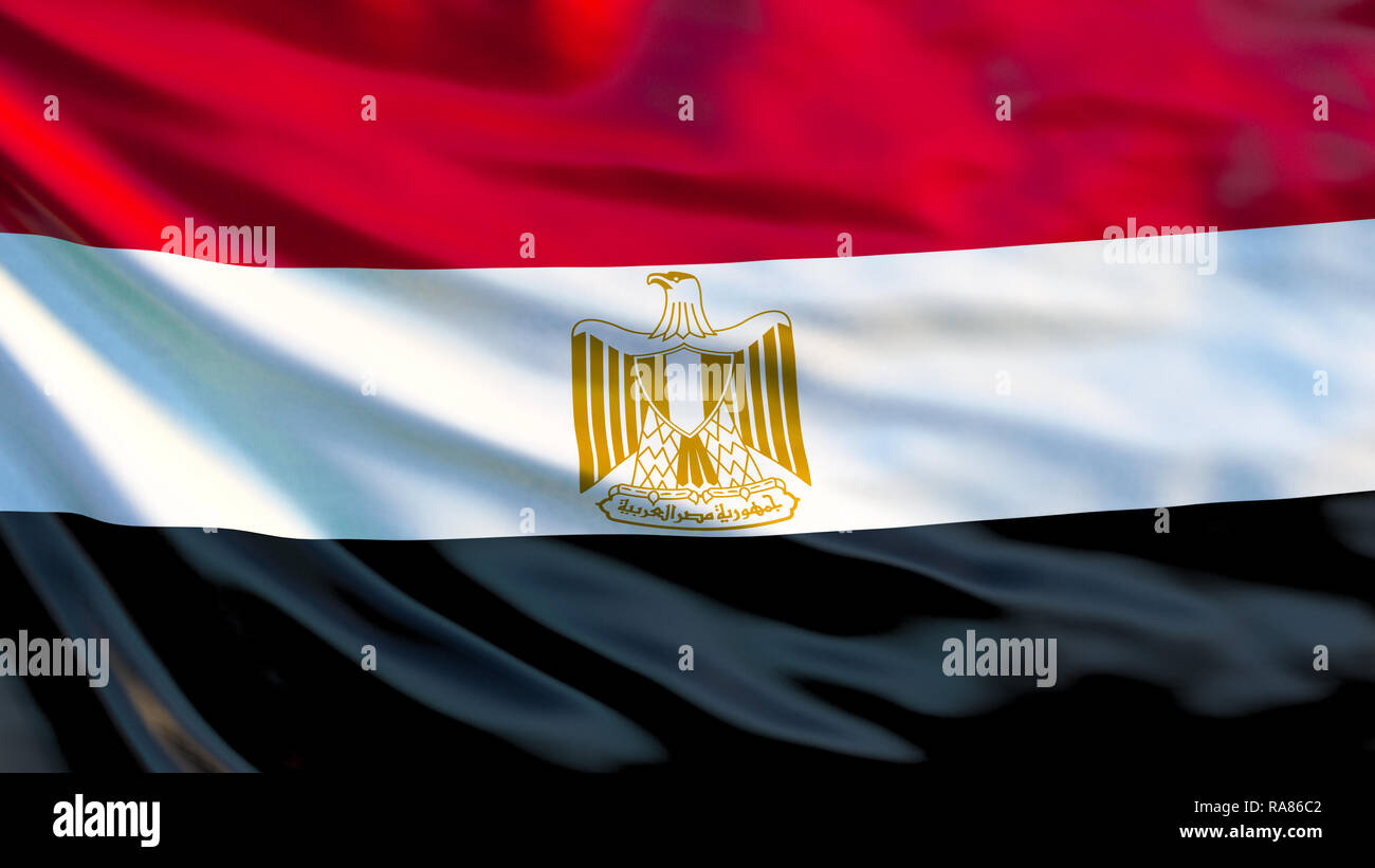 Egypt flag. Waving flag of Egypt 3d illustration. Cairo Stock Photo - Alamy