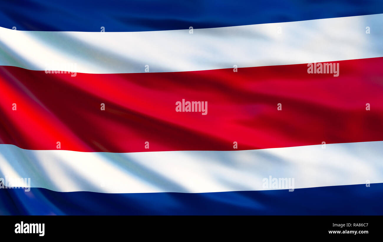 Costa Rica flag. Waving flag of Costa Rica 3d illustration. San Jose ...