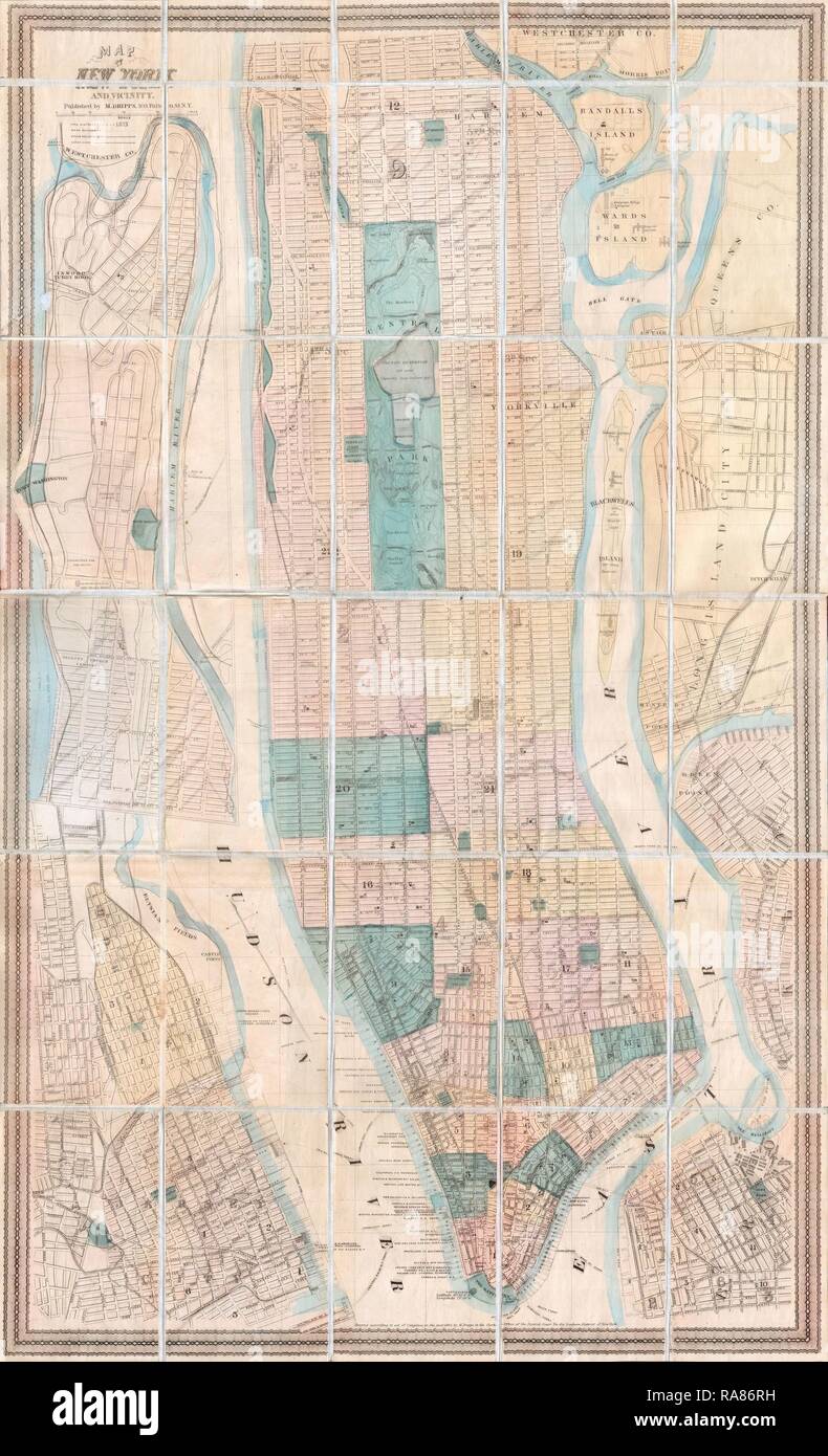 1873, Dripps Pocket Map of New York City, Brooklyn and Hoboken ...