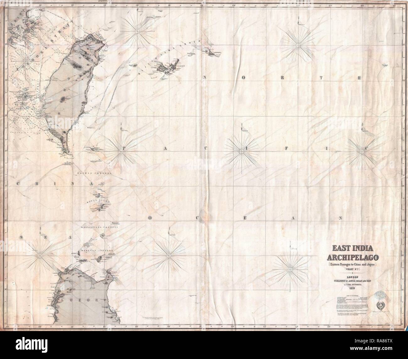 1876, Imray Blue-back Nautical Chart or Map of Taiwan, Formosa, China ...
