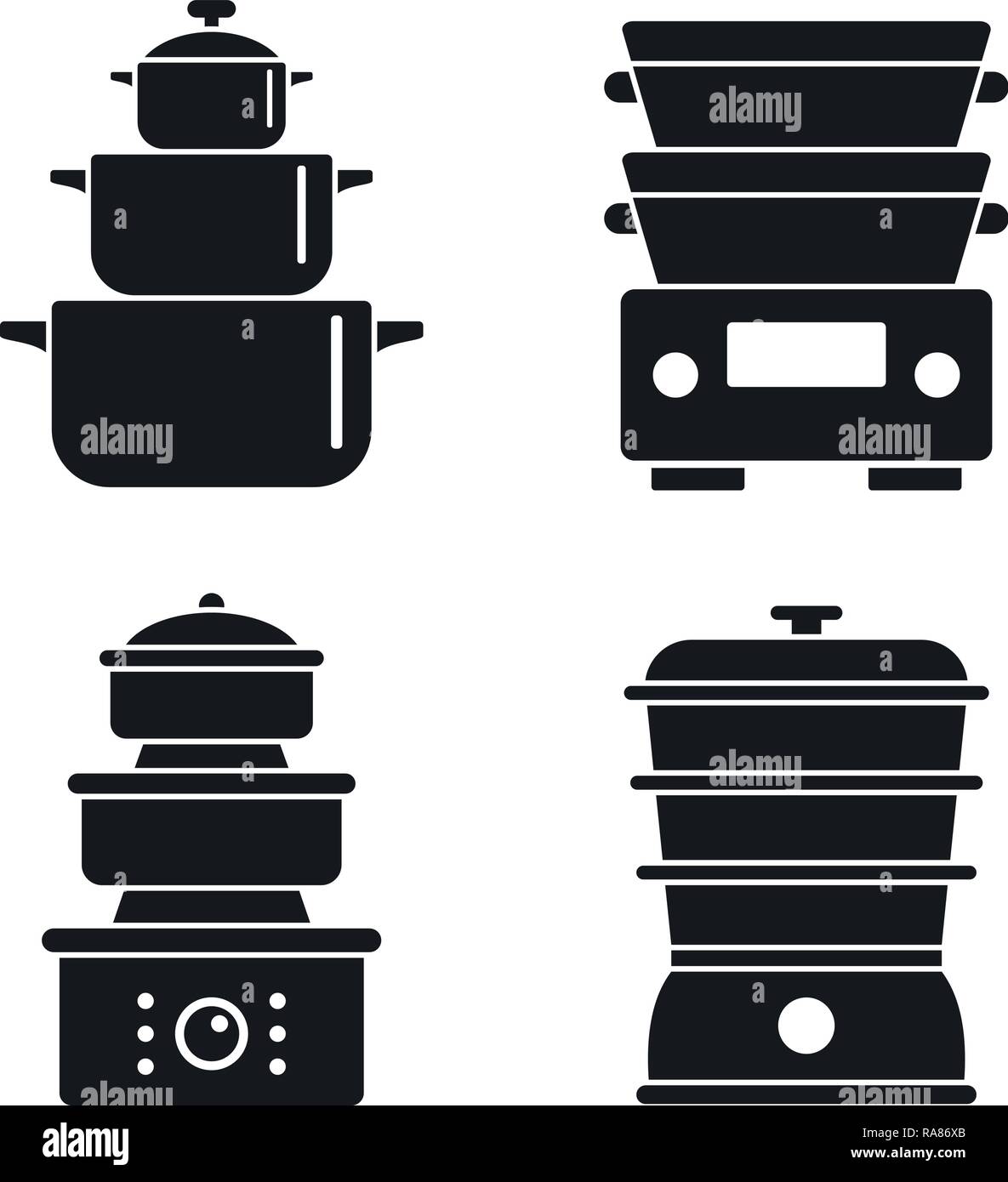 Steamer icon set. Simple set of steamer vector icons for web design on white background Stock ...