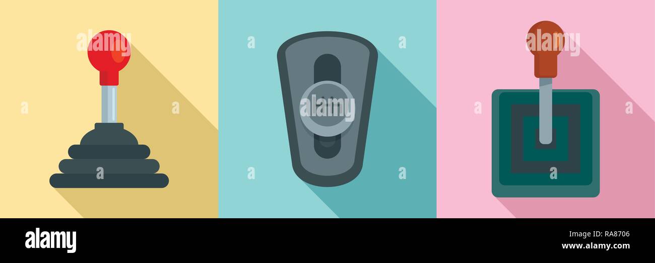 Gearbox icon set. Flat set of gearbox vector icons for web design Stock ...