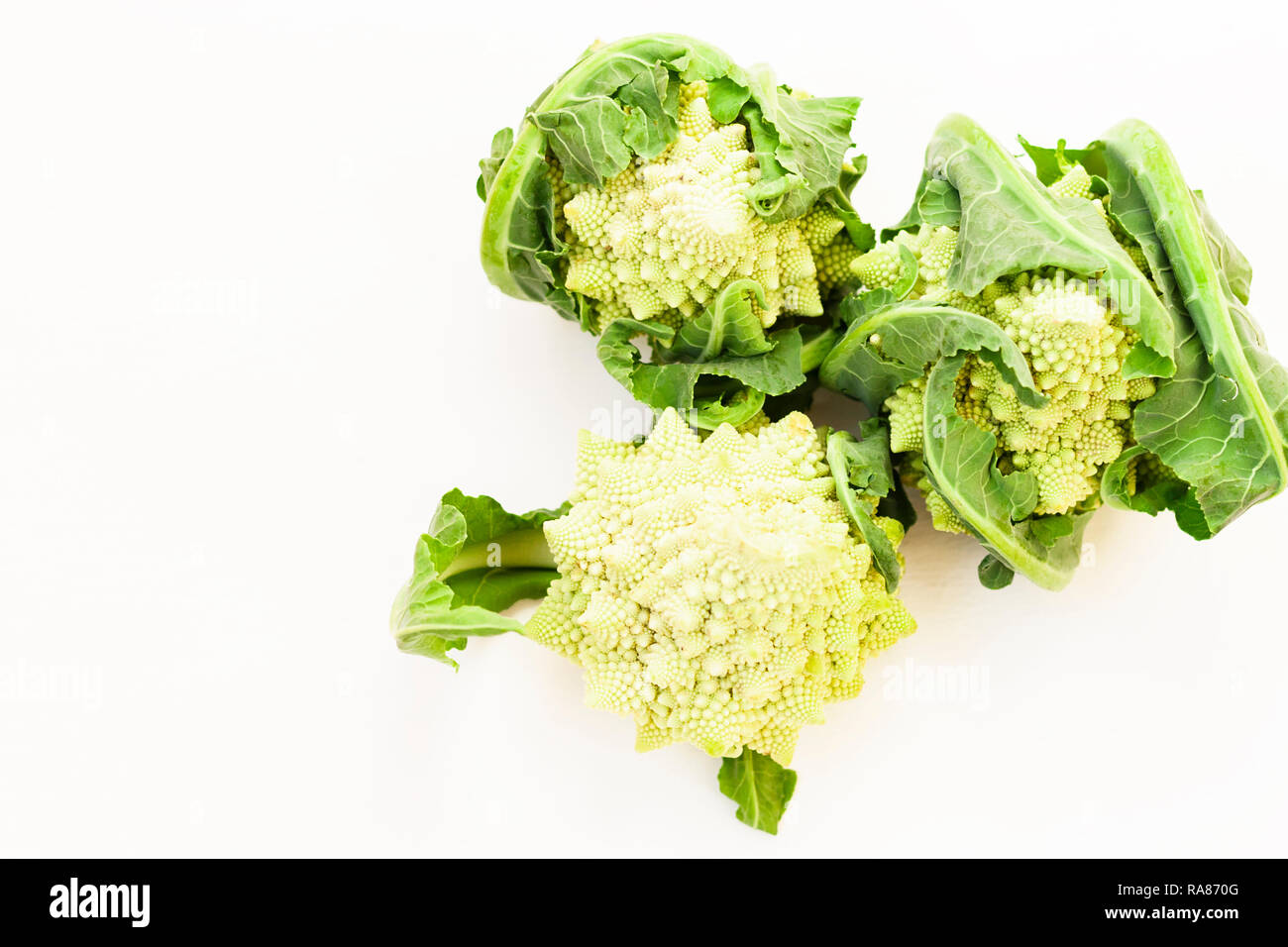 Romanesco (Brassica Oleracea), roman cauliflower isolated on white ...